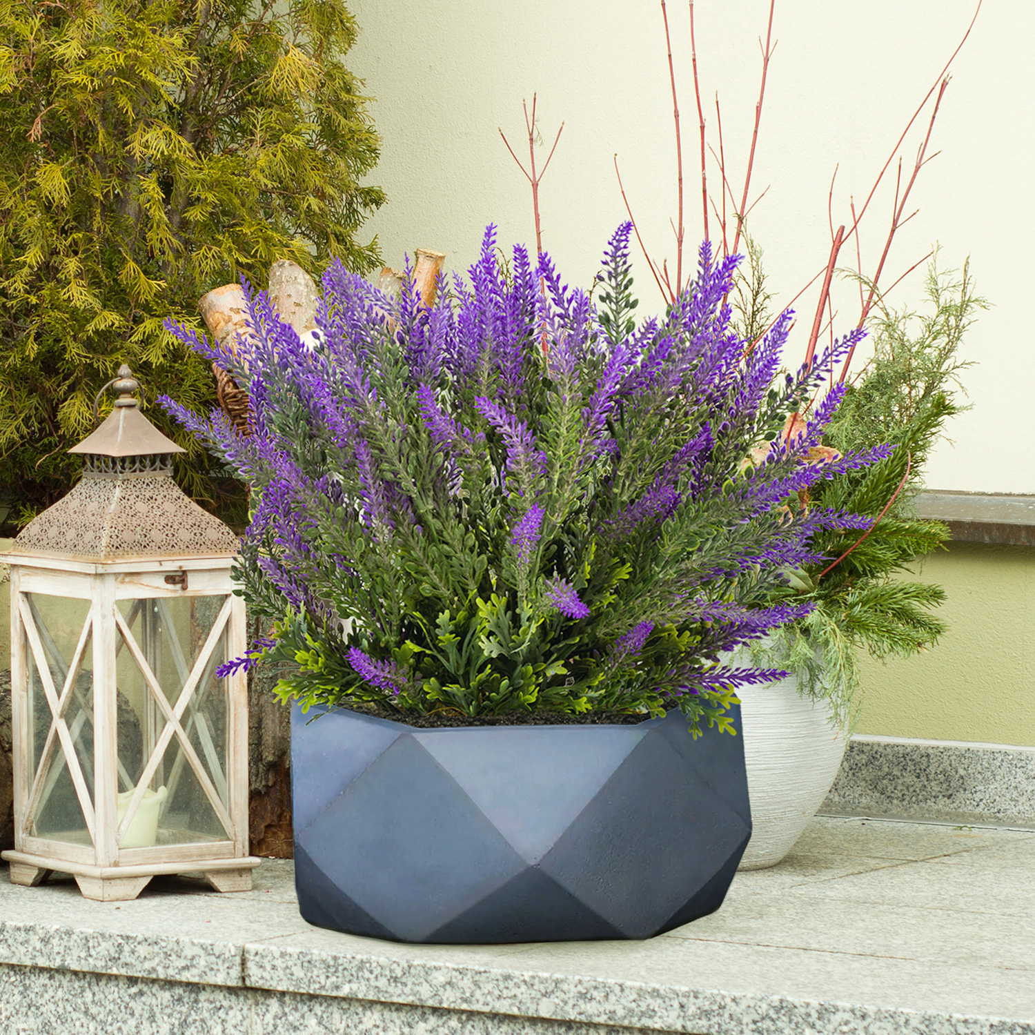 IDEALIST Lite Geometry Style Grey Bowl Planter Outdoor Plant Pot D30 ...