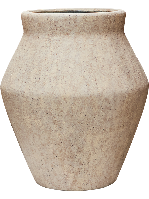 Fleuri 68cm Tall Planter | Beige Travertine Ficonstone Large Round ...
