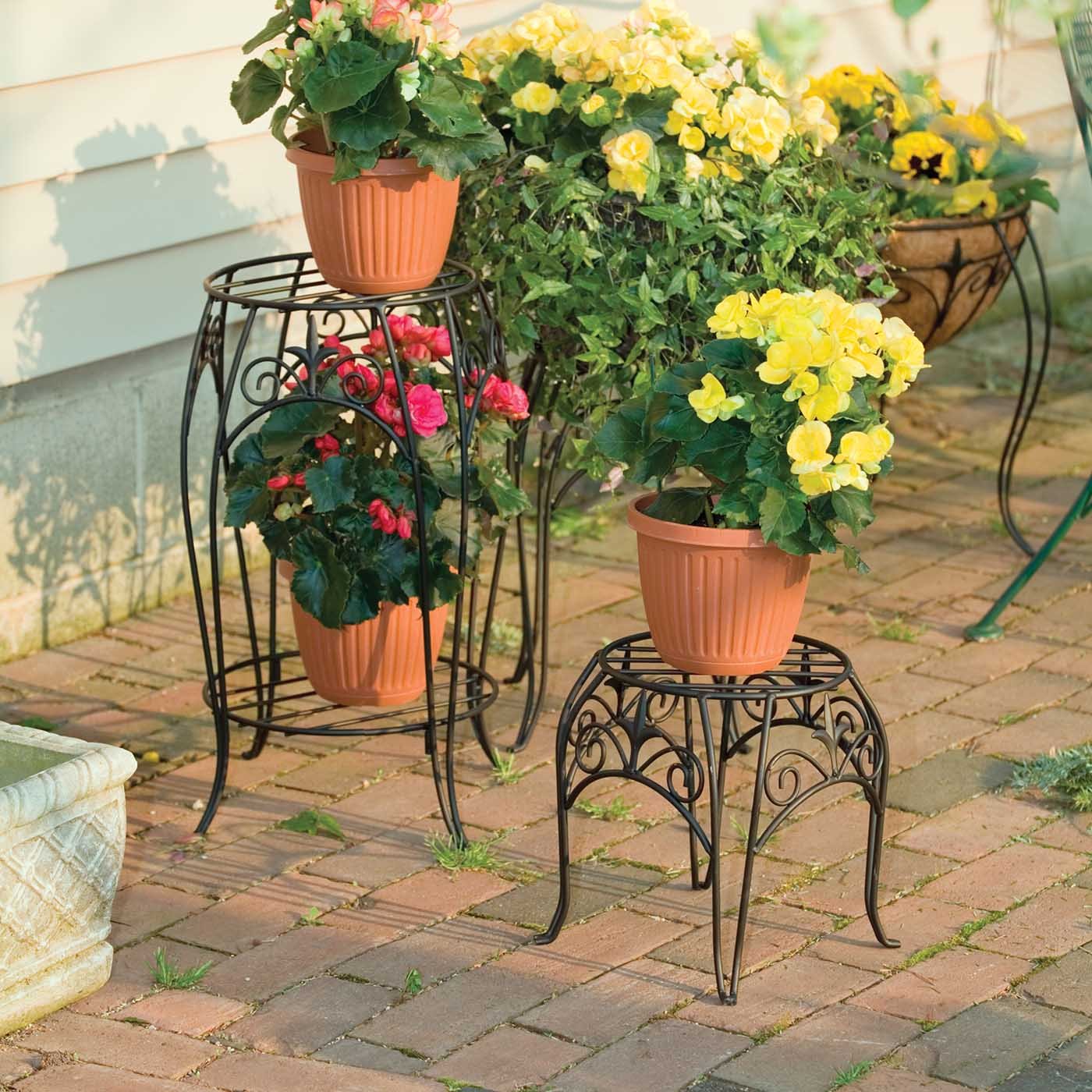 Classic Finial Plant Stand Indoor & Outdoor, Black, H25 cm, D21 cm ...