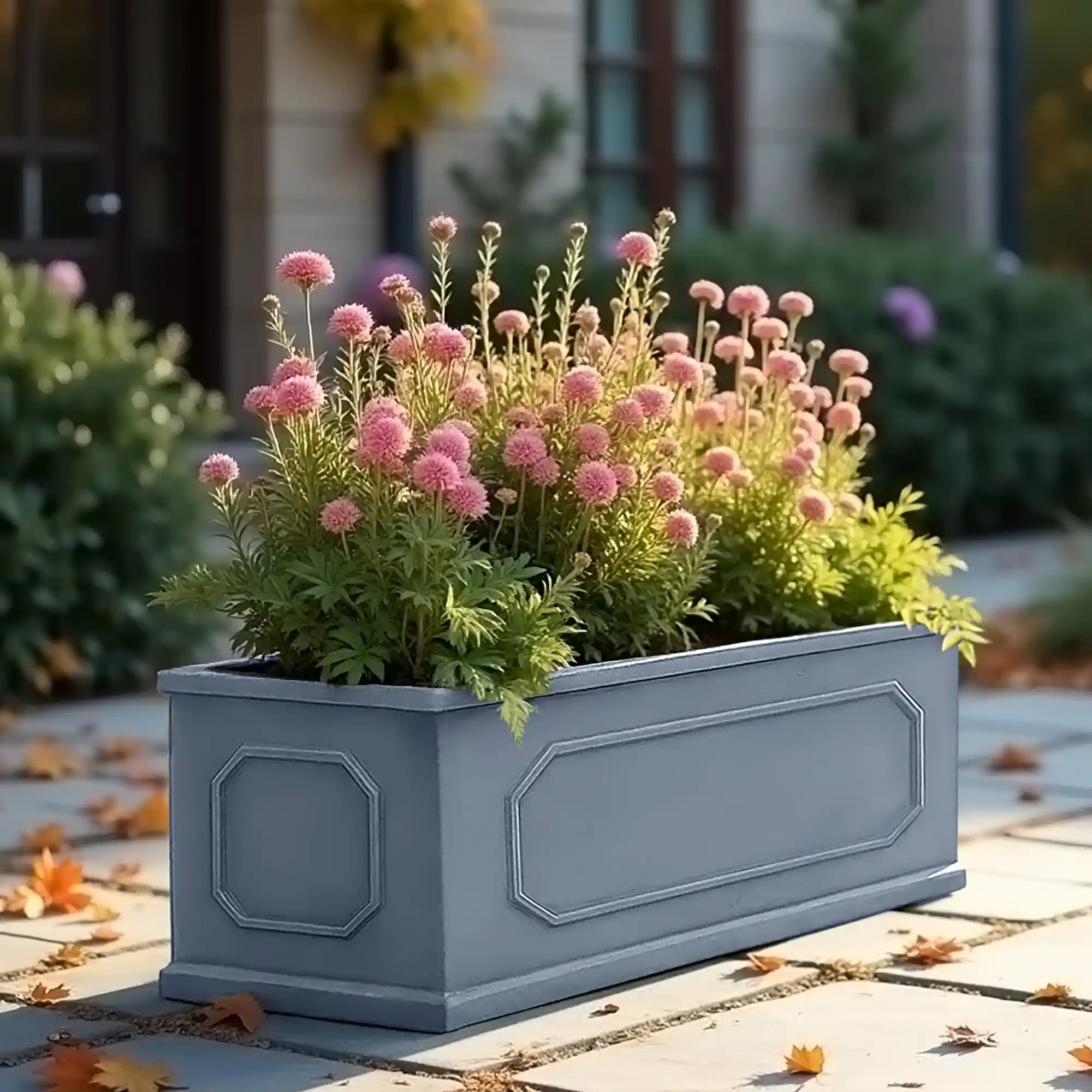 IDEALIST Lite Chelsea Trough Garden Planter, Faux Lead Light Stone Grey ...