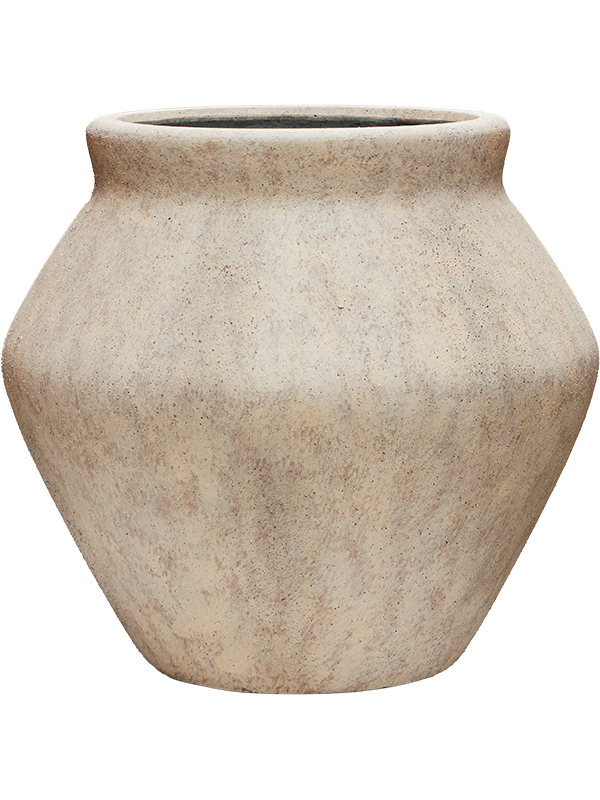 Fleuri (Dia) 27cm Planter | Beige Travertine Ficonstone Round Indoor ...