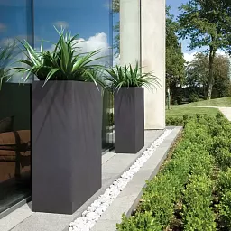 IDEALIST Lite Narrow Contemporary Trough Garden Planter, Faux Lead Dark ...