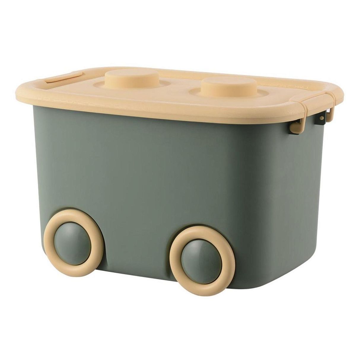Stackable Green Plastic Kids Toy Storage Box with Lid and Wheels by ...