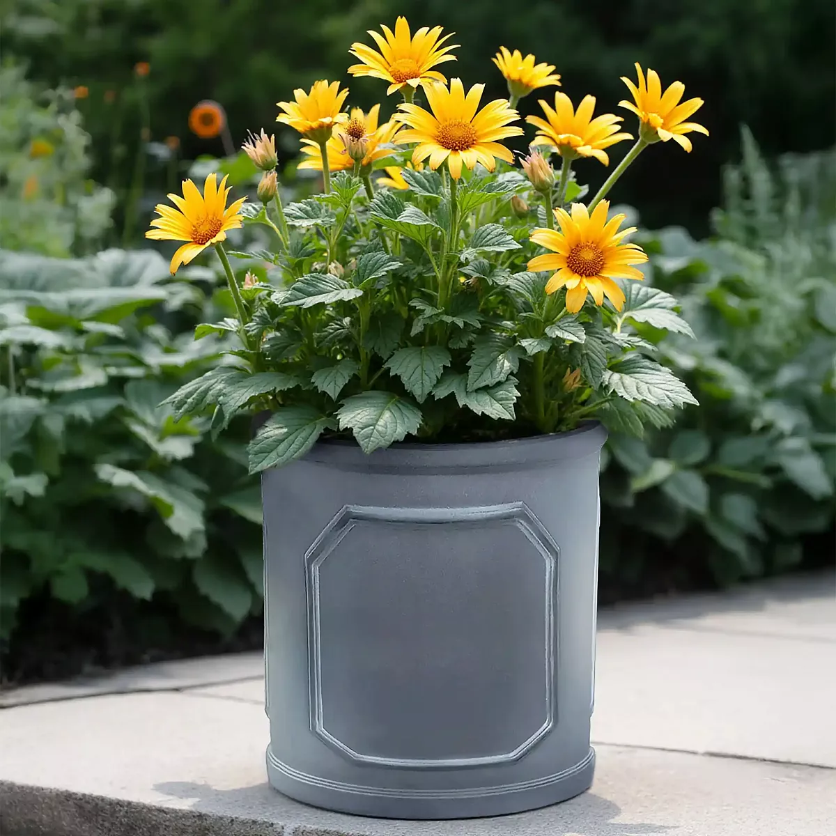 2х30cm Garden Planters | Grey Light Concrete IDEALIST Chelsea Cylinder ...