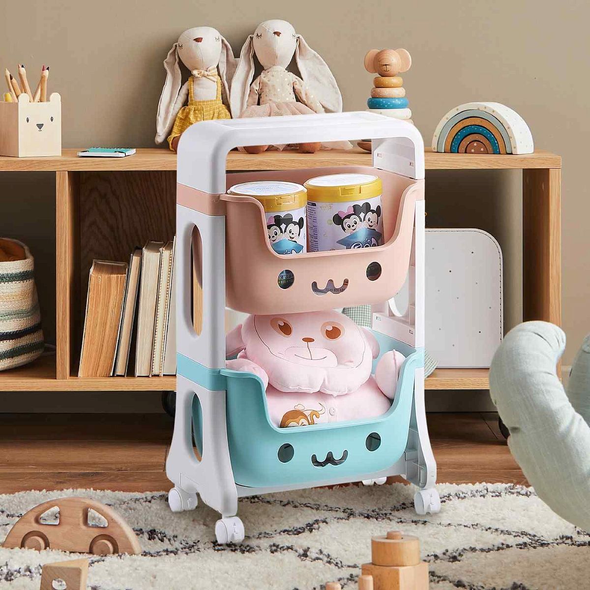 Monster Trolley Macarons Colored 2 Tier Toy Storage Multi-purpose ...