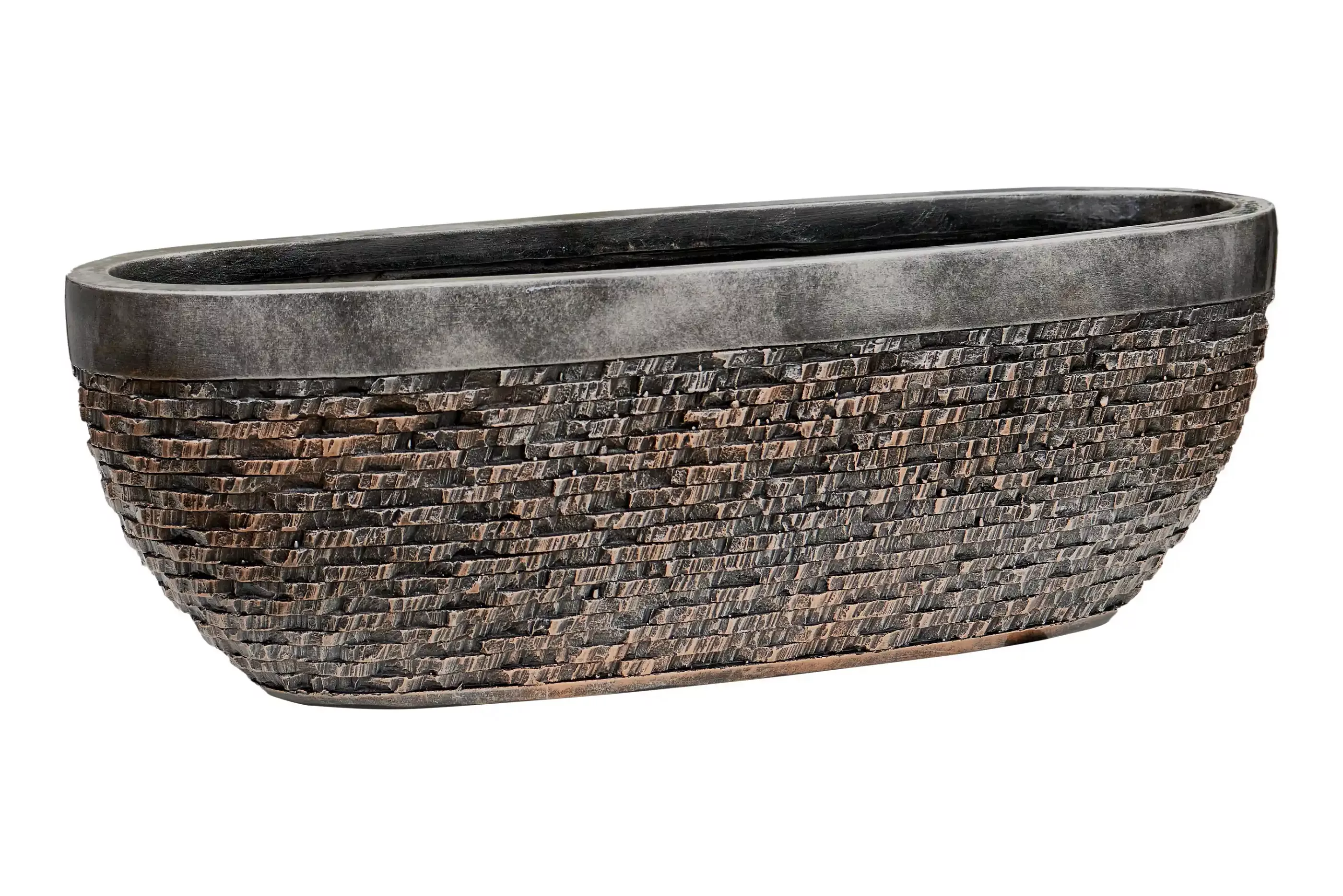 Luxe Masonry Large Oval Planter | Bronze Polyresin Indoor Plant Pot L60 ...
