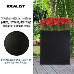 IDEALIST Lite Narrow Contemporary Trough Garden Planter, Black Light ...